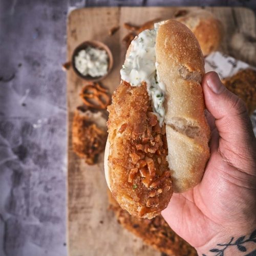 Backfisch mit Salzbrezelkruste und Champignons wie vom Weihnachtsmarkt ...